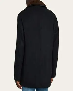 TOM FORD Melton Wool Shearling Double-breasted Pea Coat
