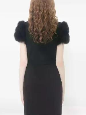 Valentino Garavani Feather Trim Knit Cardigan