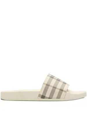 Burberry Check Print Slides - Neutrals