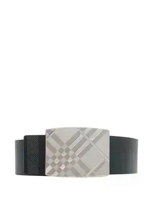Burberry Reversible Engraved-buckle Leather Belt - Black