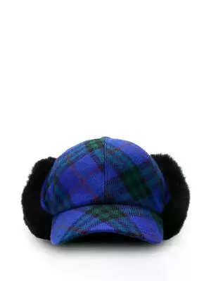 Burberry Check Wool Baseball Cap - Blue