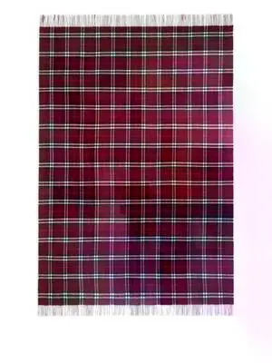 Burberry Checked Fringed Cashmere Blanket - Red