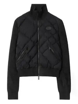 Burberry Quilted Puffer Jacket With Wool-blend Details - Black