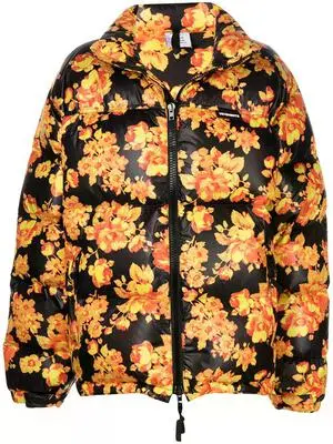 Vetements Floral-print Puffer Jacket - Black