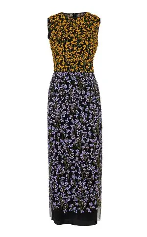 Carolina Herrera Embroidered Tulle Midi Dress - Multi