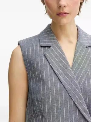 BENETTON Striped Double-breasted Waistcoat - Grey