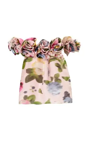 Carolina Herrera Off-the-shoulder Floral Silk Rosette Top - Light Pink