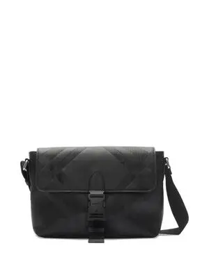 Burberry Check Embossed Buckled Messenger Bag