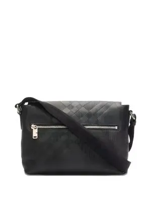 Burberry Check Embossed Buckled Messenger Bag