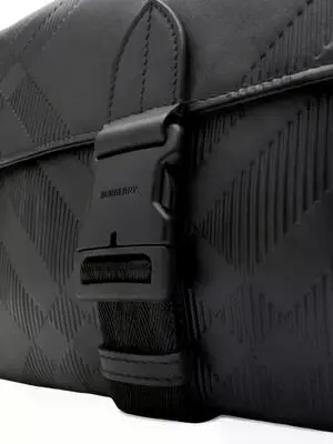 Burberry Check Embossed Buckled Messenger Bag
