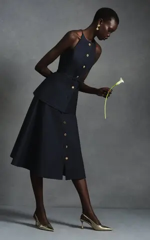 Carolina Herrera Sleeveless Belted Cotton Sateen Top