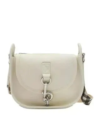 Burberry B Clip Checked-strap Cross Body Bag - White