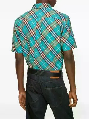 Burberry Check Short-sleeve Shirt - Blue