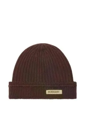 Burberry Logo-plaque Wool Beanie - Brown