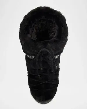 Moon Boot Icon Faux Fur Snow Boots - Black