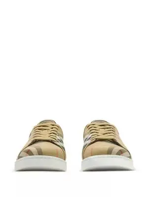 Burberry Checked Lace-up Low-top Sneakers - Neutrals