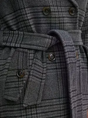 BENETTON Checked Belted Coat