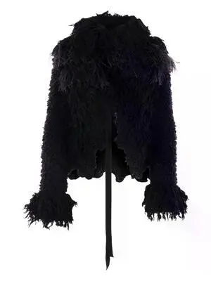 ANN DEMEULEMEESTER Feather-trim Jacket - Black