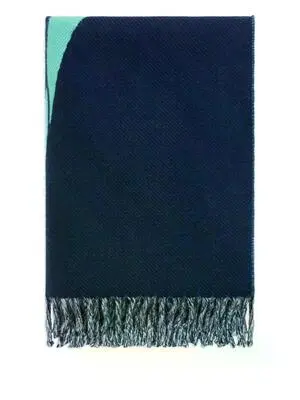 Burberry Ekd Equestrian-knight Jacquard Blanket - Blue