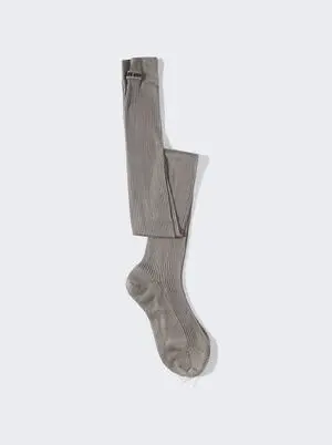 Miu Miu Ribbed Knit Silk Knee High Socks - Grey