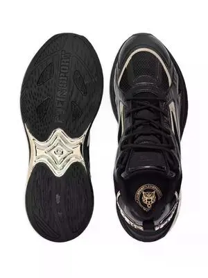 PLEIN SPORT Patent Leather And Mesh Sneakers