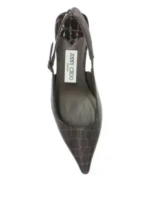 JIMMY CHOO 50mm Amel Crocodile-effect Heeled Pumps - Brown
