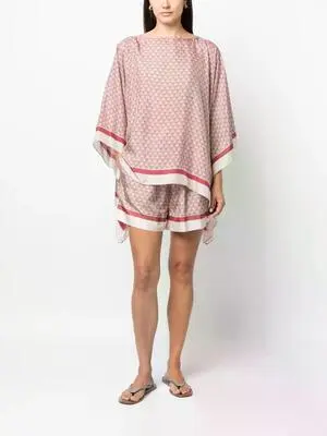 Brunello Cucinelli Starburst Silk Poncho Top