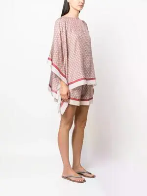 Brunello Cucinelli Starburst Silk Poncho Top