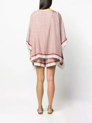 Brunello Cucinelli Starburst Silk Poncho Top