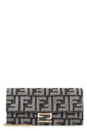 Fendi Baguette Wallet On Chain - Grey