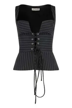LES FILLES D'EVA Les Filles D'Eva Pinstripe Corset Top - Black