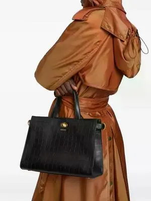 Burberry Cotswolds Crocodile-effect Mini Tote Bag - Black