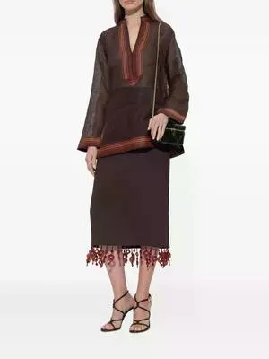 Tory Burch Striped-detail Blouse - Brown