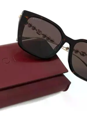 Gucci Pearl-detail Square-frame Sunglasses