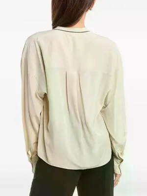 Brunello Cucinelli Monili-detail V-neck Silk Blouse