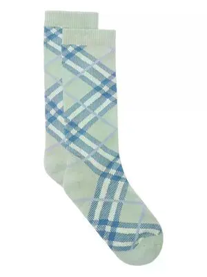Burberry Jacquard Check Socks - Green