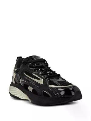 PLEIN SPORT Patent Leather And Mesh Sneakers - Black