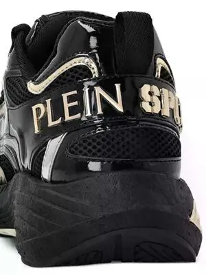 PLEIN SPORT Patent Leather And Mesh Sneakers - Black