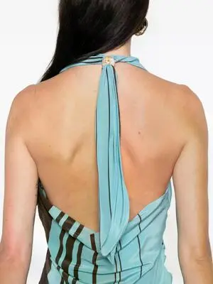 SIR. Striped Halterneck Maxi Dress - Blue