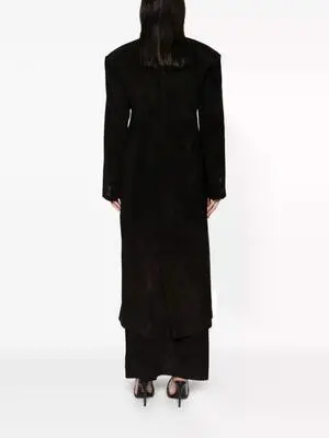 DUCIE Aggie Double-breasted Leather Coat - Black