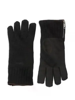 Zegna Cashmere And Leather Gloves - Black