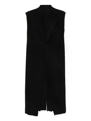 Issey Miyake Hatching Sleeveless Coat - Black