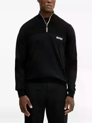 BOSS Logo-print Zip-up Sweater
