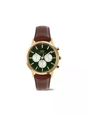 DANIEL WELLINGTON 40mm Timepiece With Leather Strap - Green