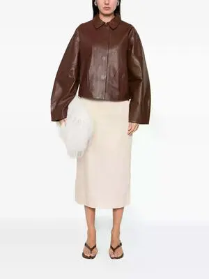 ST. AGNI Cocoon Leather Jacket - Brown