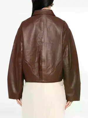 ST. AGNI Cocoon Leather Jacket - Brown