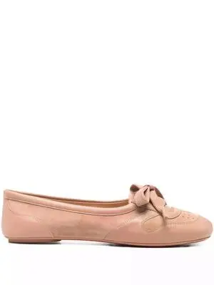 GIANVITO ROSSI Lace-up Leather Ballet Flats