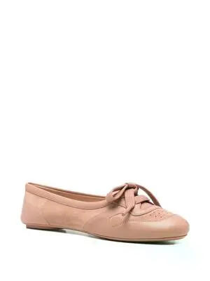 GIANVITO ROSSI Lace-up Leather Ballet Flats