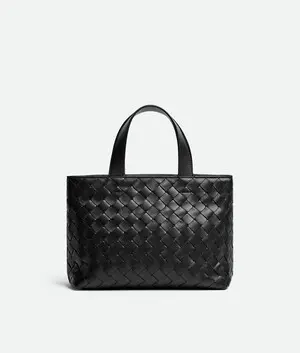 BOTTEGA  VENETA Mini Intrecciato Zipped Tote - Black