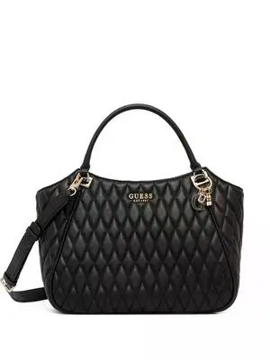 Guess Quilted Tote With Charm - Black